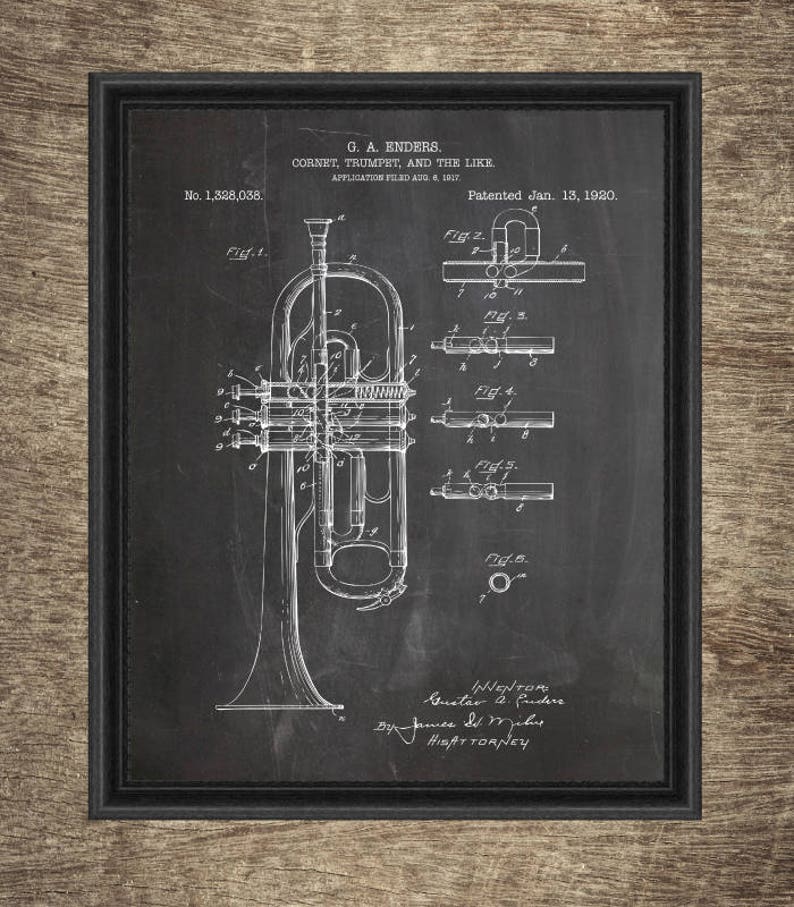 Brass Instrument Patent Brass Instrument Decor Brass - Etsy
