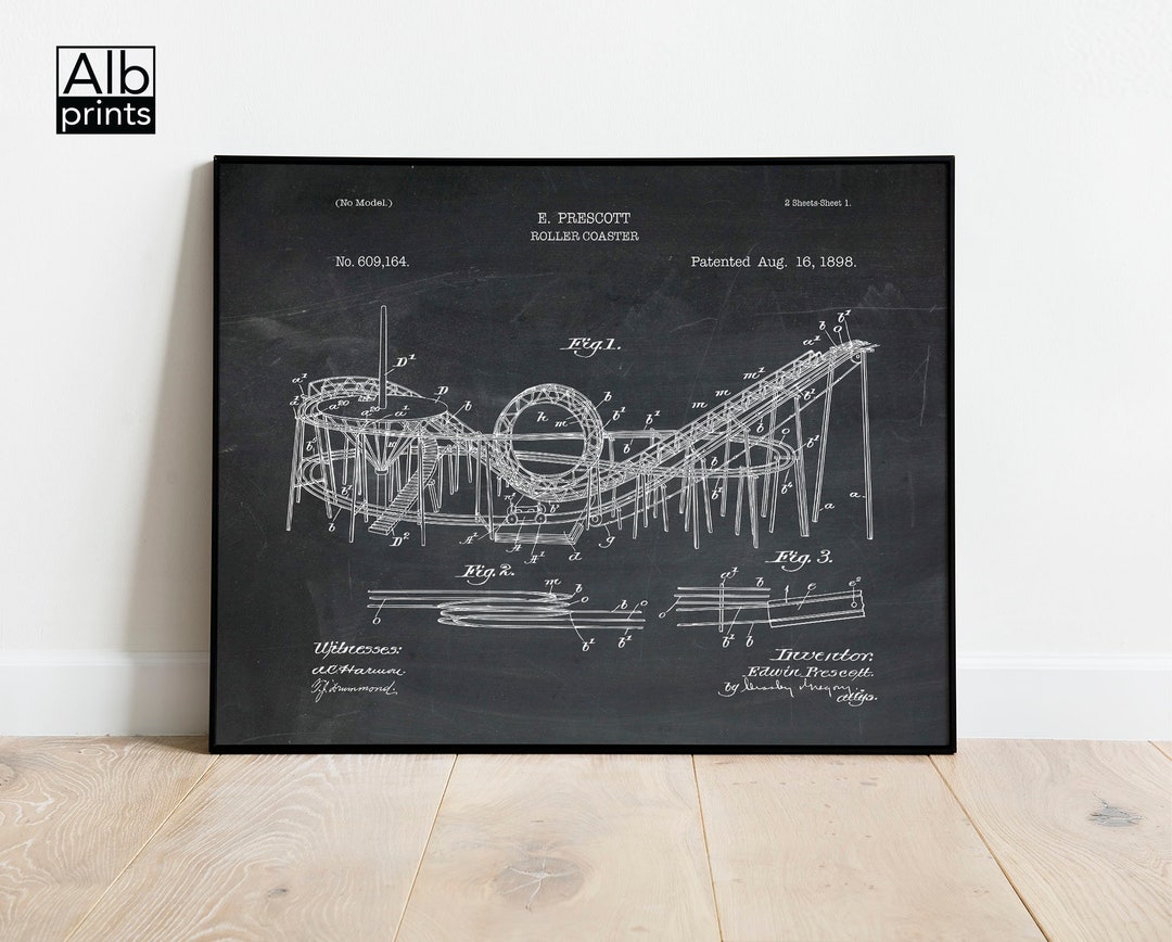 Amusement Ride Railway Patent, Roller Coaster Blueprint, Them Park ...