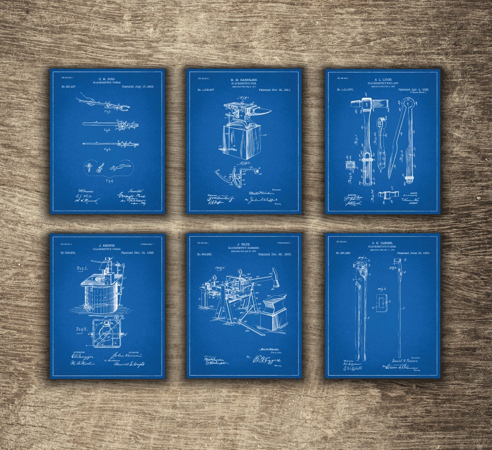Blacksmith Blueprint Blacksmith Set of 6 Prints Metal - Etsy