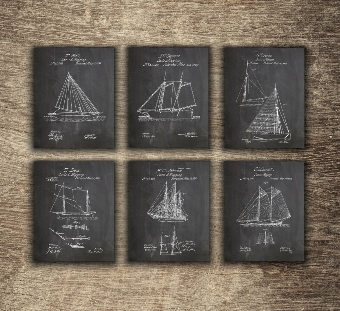 Nautical Art to Download Ship Set of 6 Posters Sailing Wall - Etsy