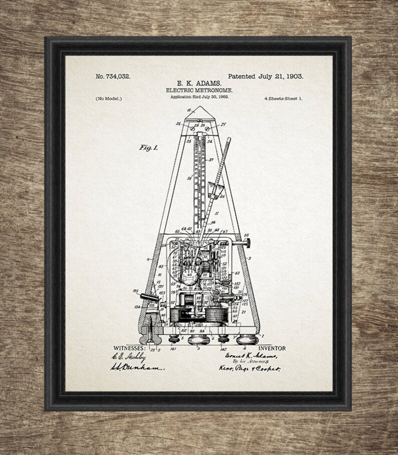 Metronome Set of 4 Posters Vintage Music Poster Music Room | Etsy