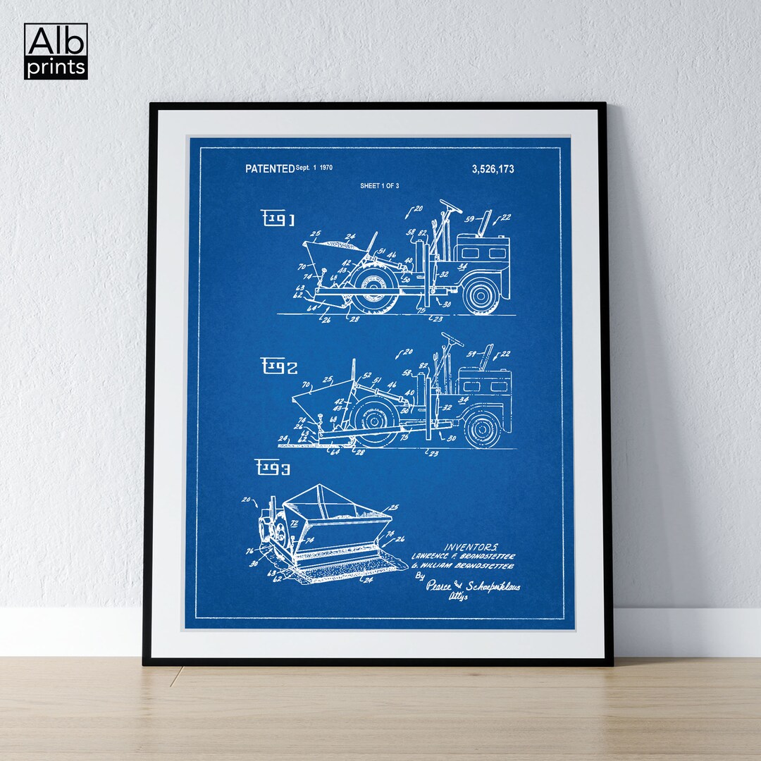 Asphalt Paver Patent Blueprint, Highway Paving Poster, Highway Asphalt ...