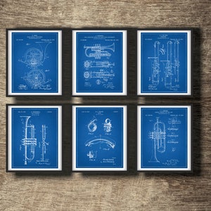 Music Instruments Patent Set of 6 Prints | Music Instruments Decor ...