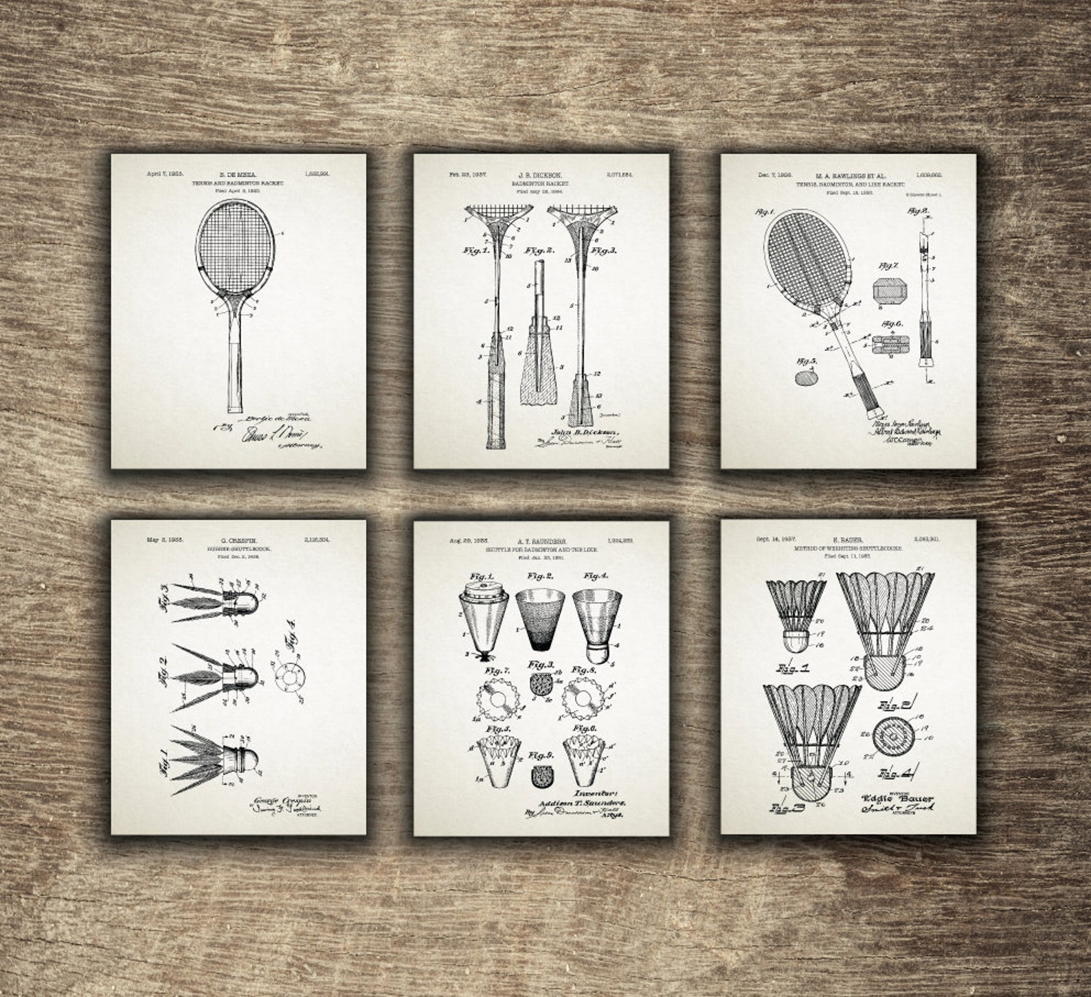 Badminton Collection of 6 Prints Badminton Racket - Etsy