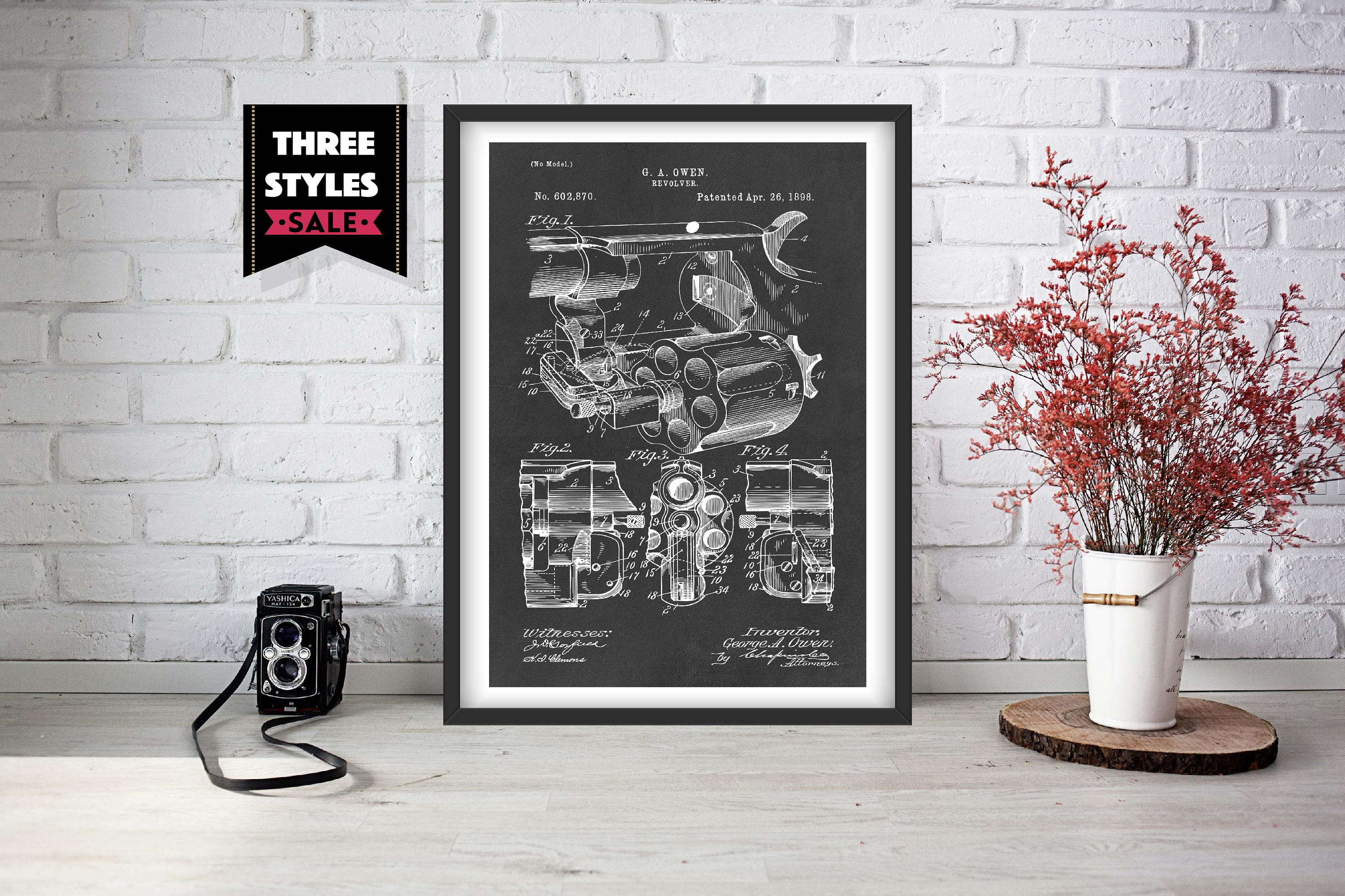 Revolver Patent Set of 2 Revolver Poster Gun Patent Gun - Etsy