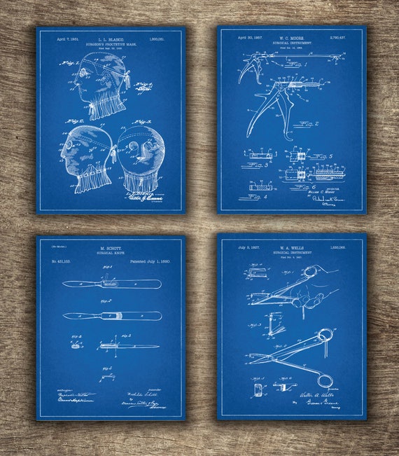 Surgery Blueprint Patent Poster Surgical Blueprint Wall | Etsy