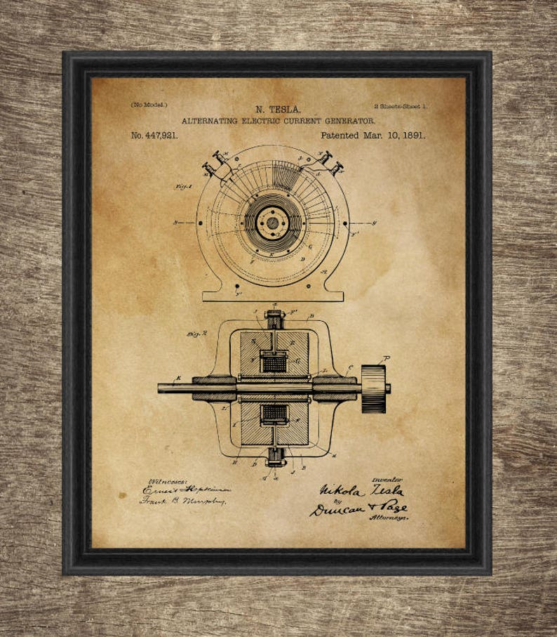 Tesla Print Set of 6 Inventions Tesla Blueprint Tesla Art - Etsy