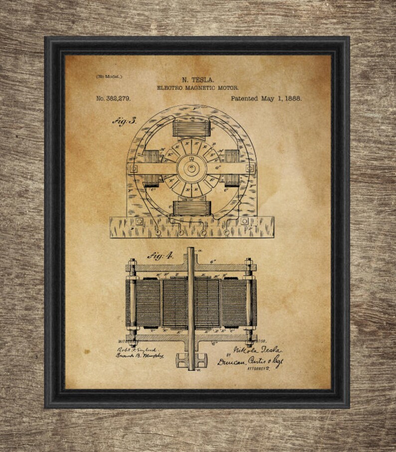 Tesla Print Set of 6 Inventions Tesla Blueprint Tesla Art - Etsy