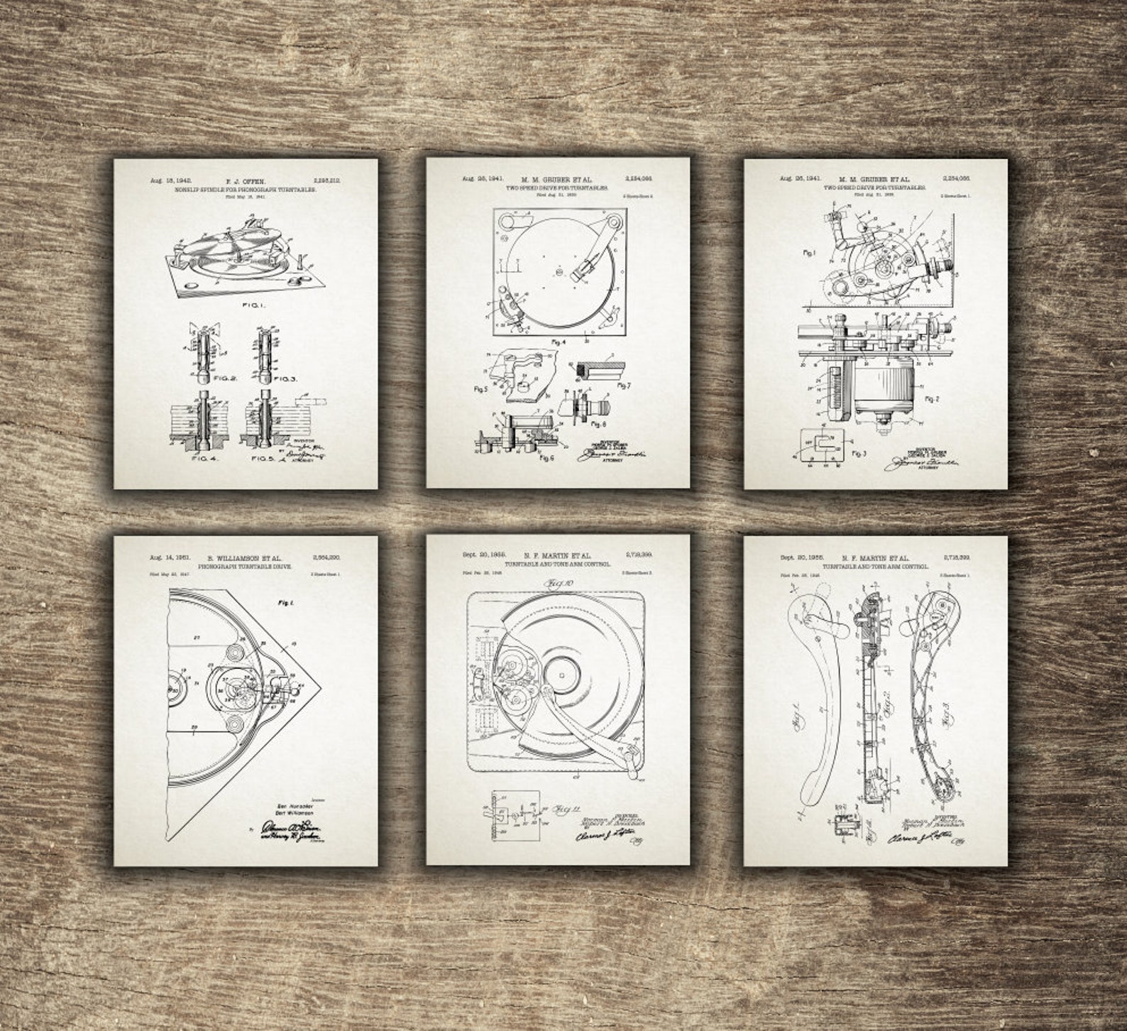Turntable Set of 6 Posters Turntable Print Vinyl Turntable | Etsy