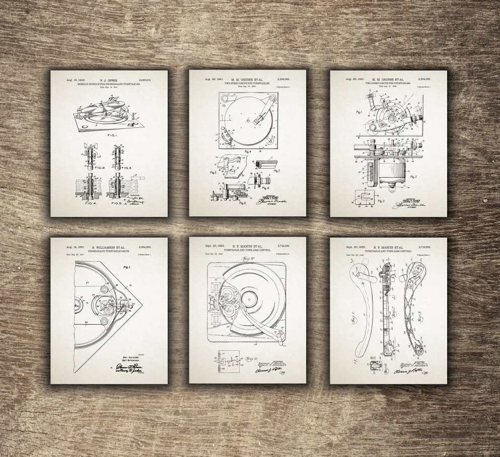 Turntable Set of 6 Posters Turntable Print Vinyl Turntable | Etsy