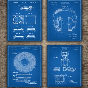 Dj Print Set of 4 Patents, DJ Print Posters, Dj Gift, Dj Wall Decor ...