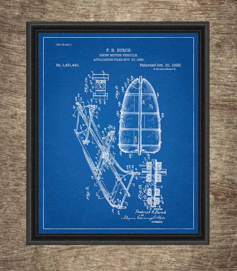 Snowmobile Patent Blueprint Winter Vehicle Blueprint - Etsy