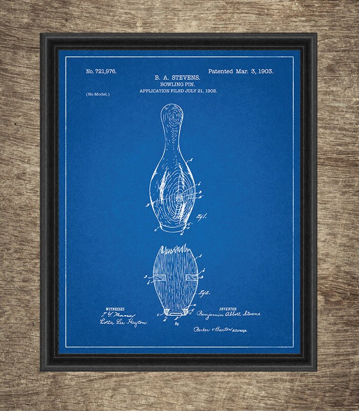 Bowling Blueprint Bowling Wall Art Bowling Pin Blueprint - Etsy