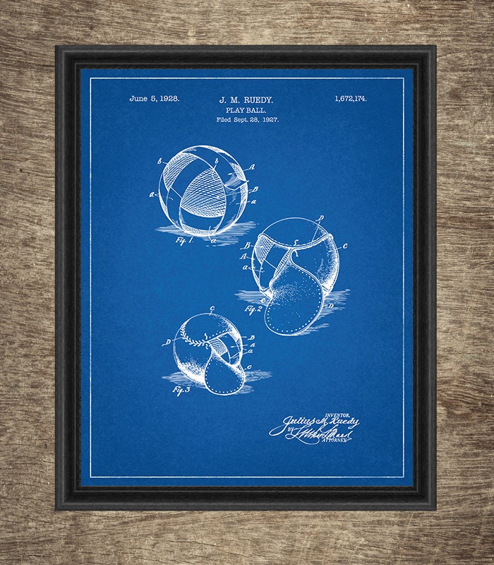 Baseball Blueprint Baseball Poster Baseball Patent Baseball | Etsy