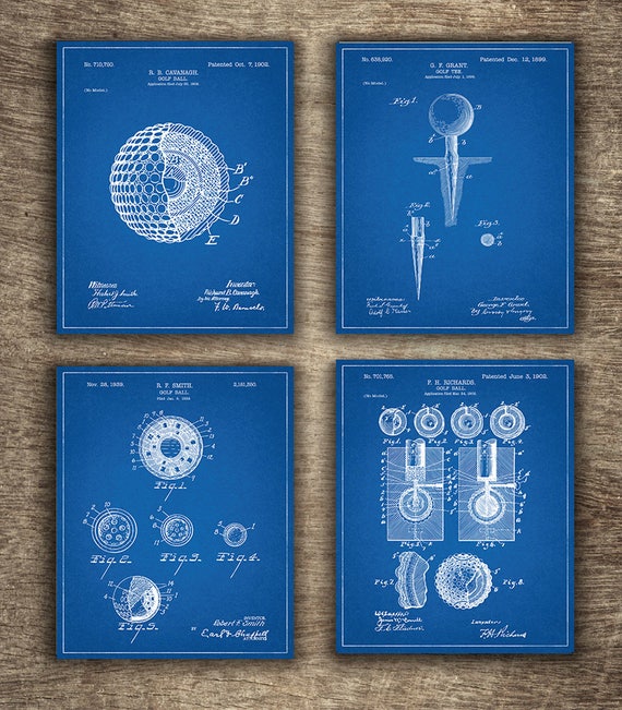 Golf Blueprint Golf Ball Blueprint Fathers Day Golf Golf | Etsy