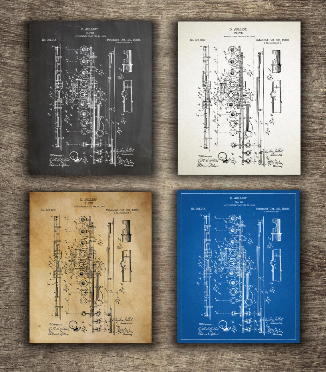 Flute Patent Print Flute Poster Flute Gift Flute Blueprint | Etsy