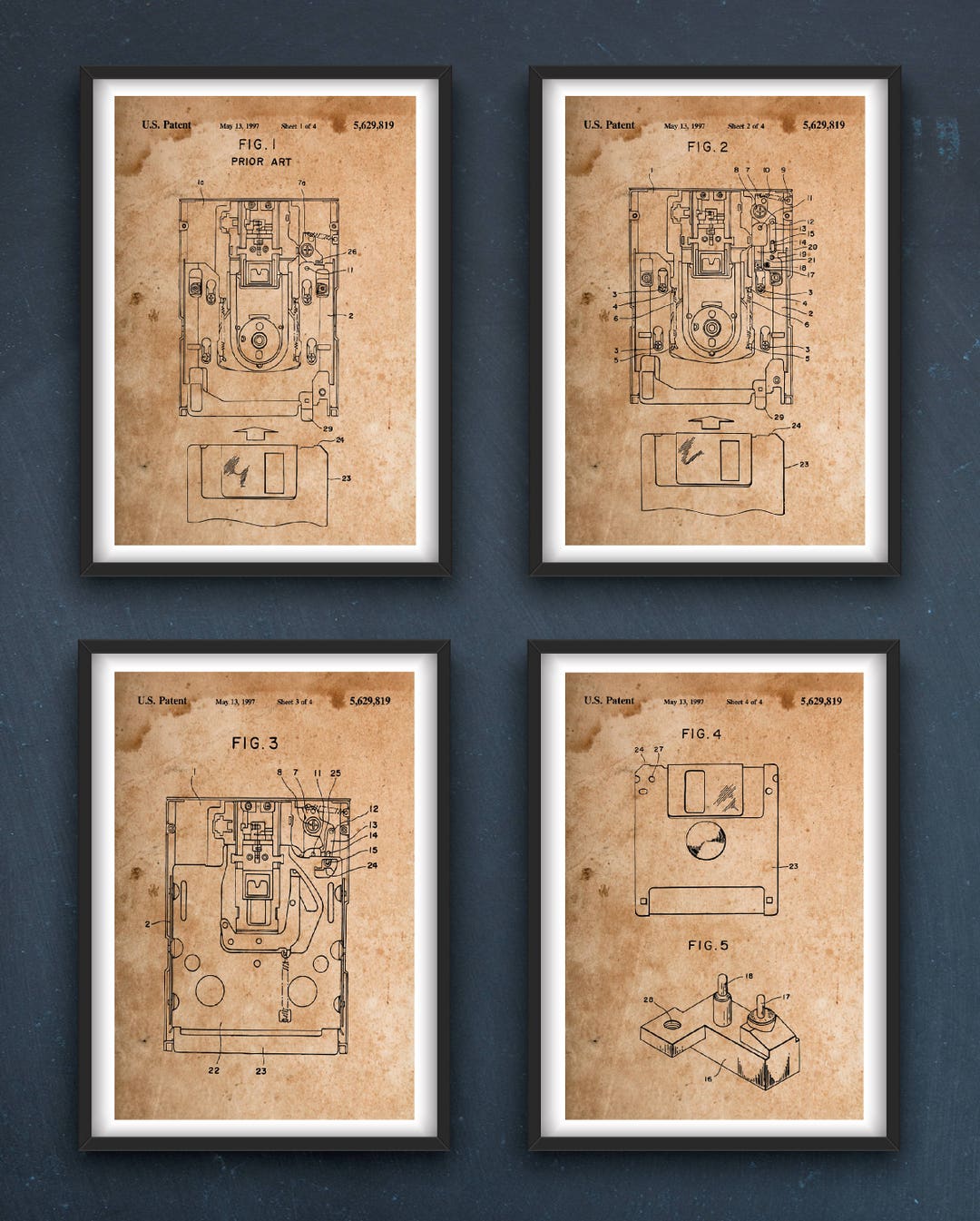 3 1/2 Inch Floppy Disk Patent Poster, Technology Art Decor, Computer ...