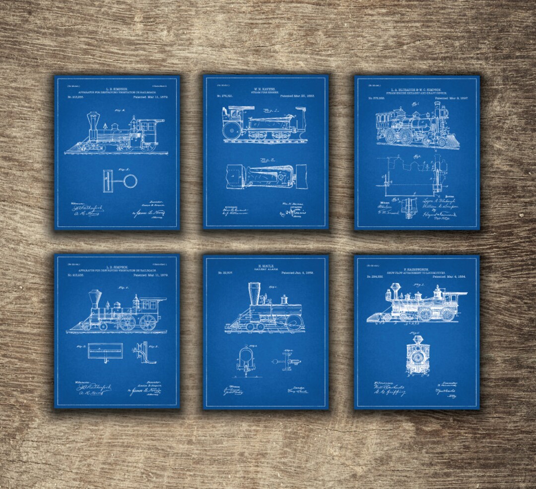 Train Blueprint, Locomotive Blueprint, Raiway Blueprint, Train Wall ...