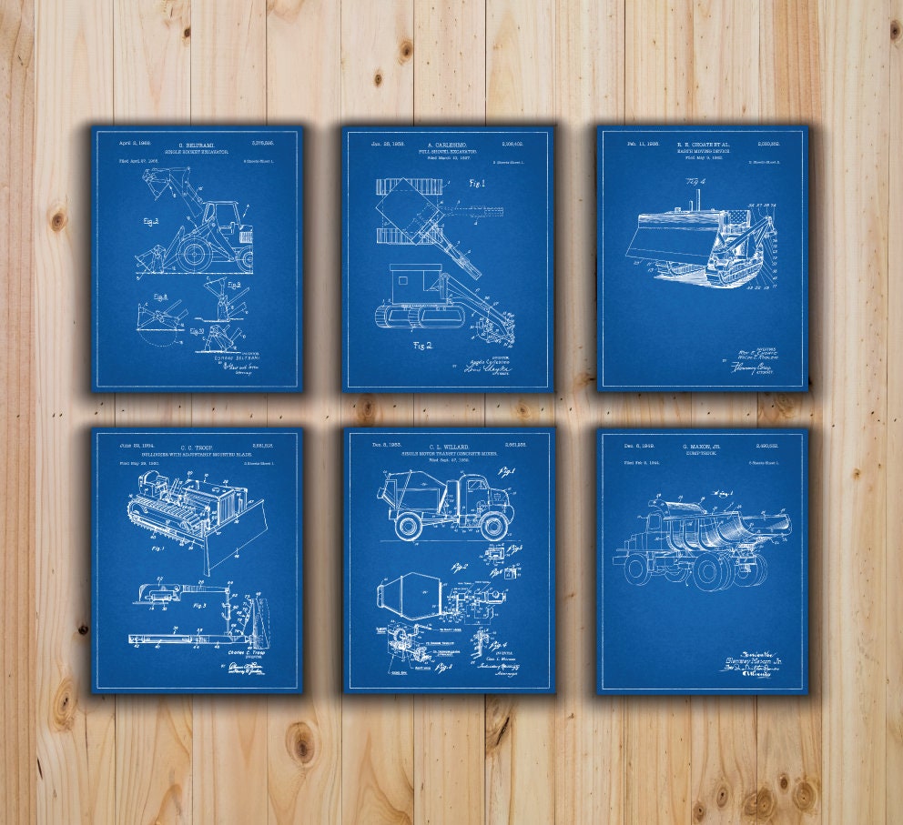 Excavator Blueprint Bulldozer Blueprint Earth Moving - Etsy