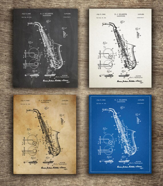Instant download files Custom wall decor print Vintage Saxophone Patent ...