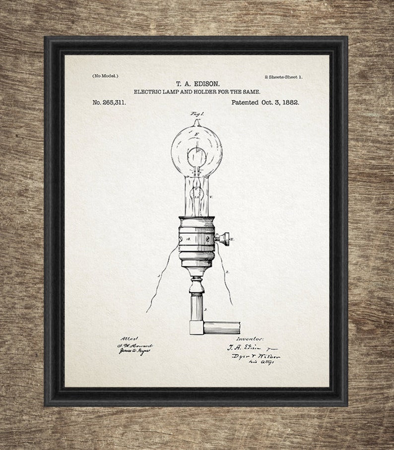 Electric Lamp Invention Edison Electric Lamp Poster Light - Etsy