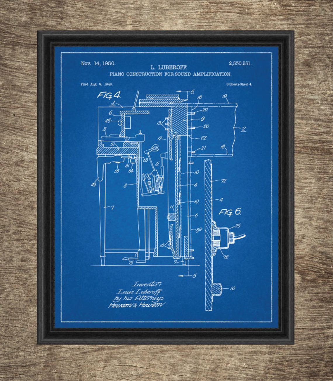 Piano Blueprint Set of 6 Prints Piano Wall Decor Piano | Etsy