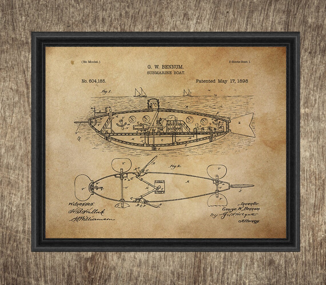 Vintage Submarine Decor Set of 6 Printables Vintage | Etsy