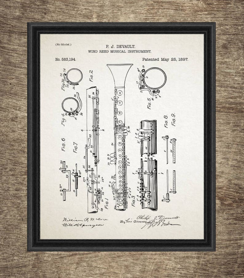 Clarinet Patent Print Clarinet Poster Print Clarinet Print | Etsy
