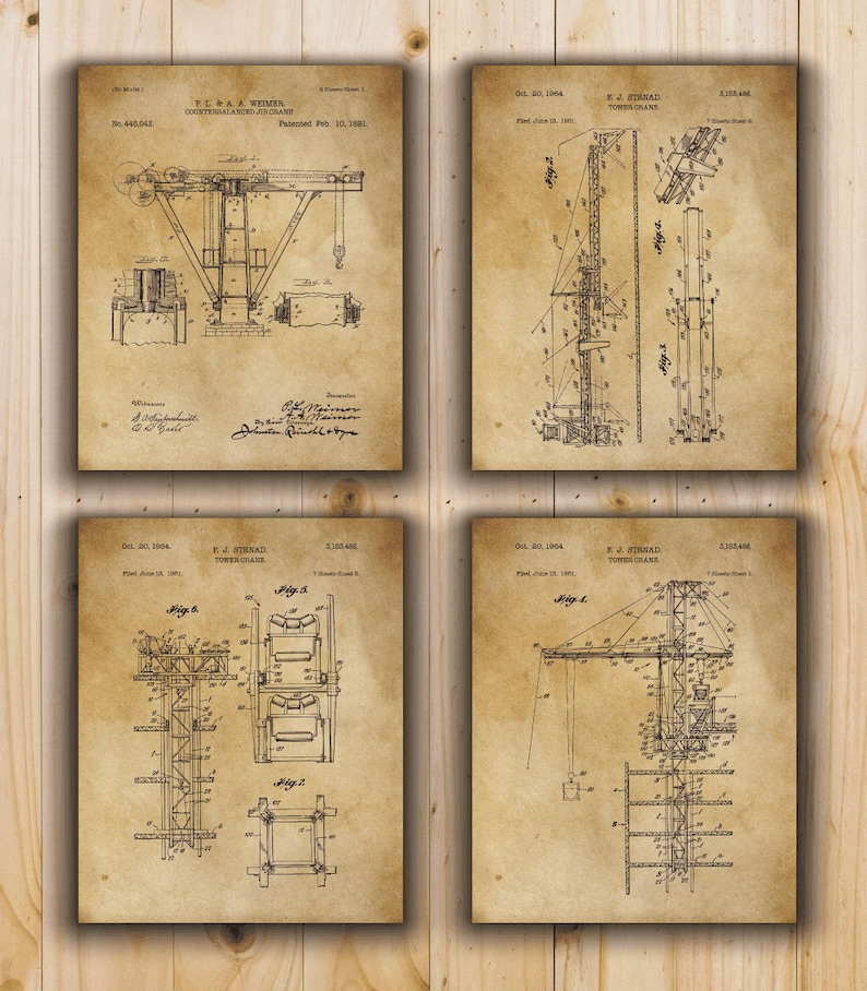 Vintage Tower Crane Patent Counterbalanced Jib Crane Heavy - Etsy