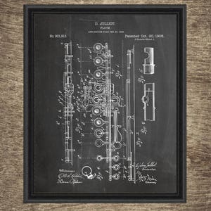 Flute Patent Print Flute Poster Flute Gift Flute Blueprint - Etsy