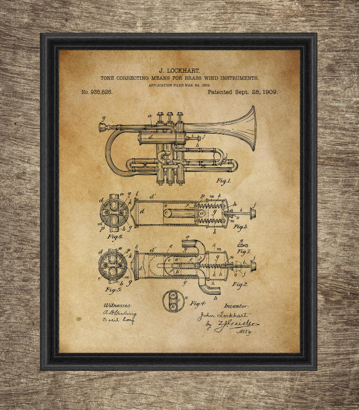 Orchestral Instruments Patents Set of 6 Prints Trombone | Etsy