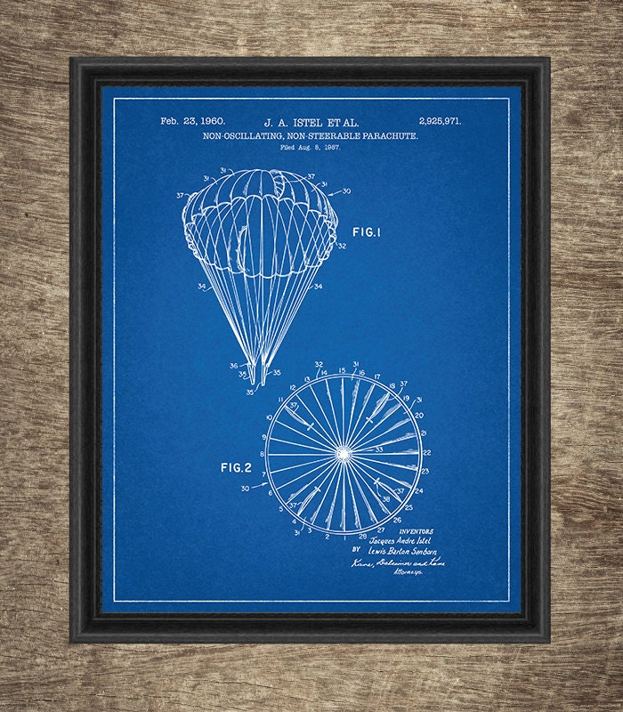 Parachute Set of 6 Blueprints Parachutist Blueprint Skydiving - Etsy