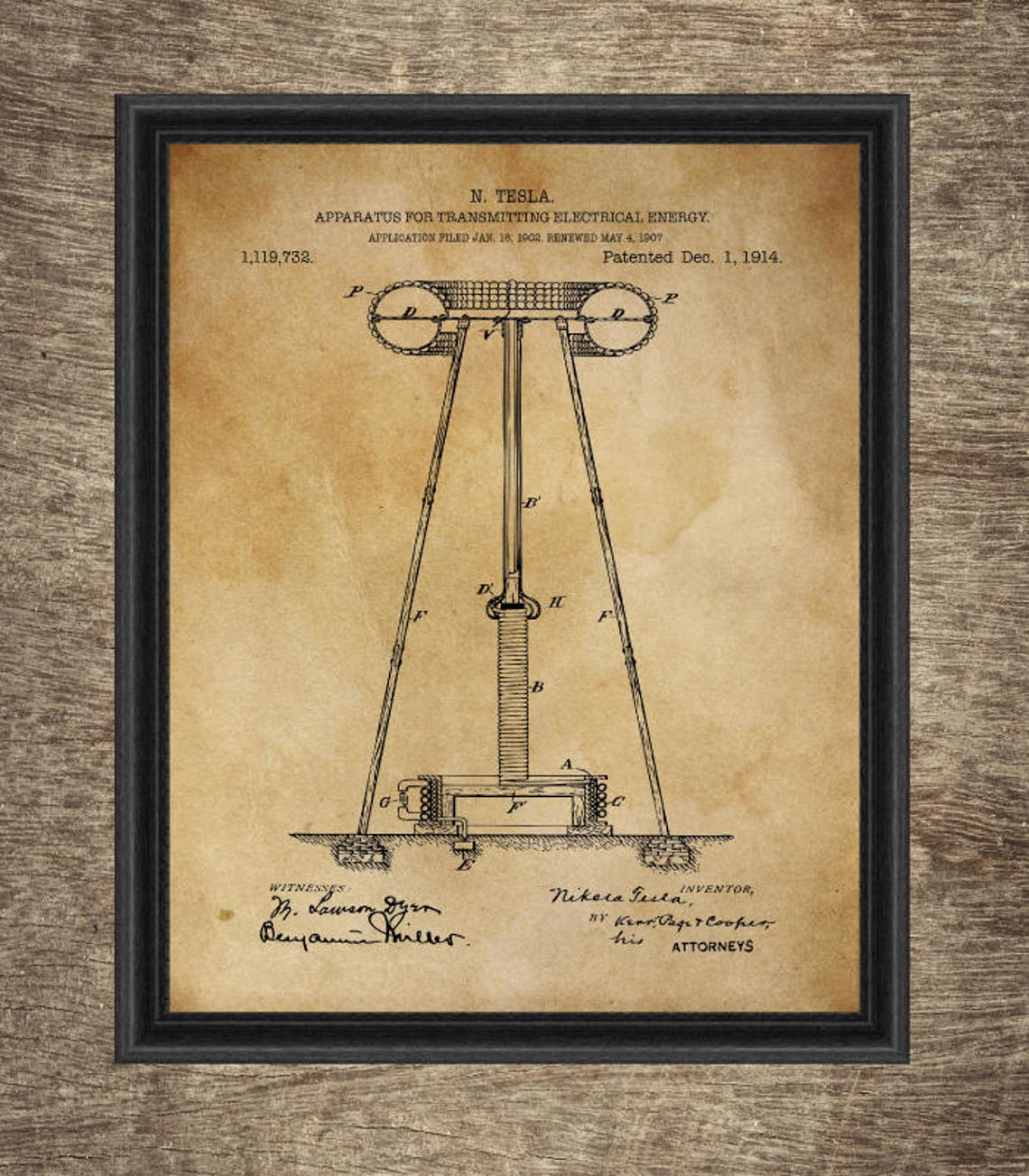 Tesla Print Set of 6 Inventions Tesla Blueprint Tesla Art | Etsy