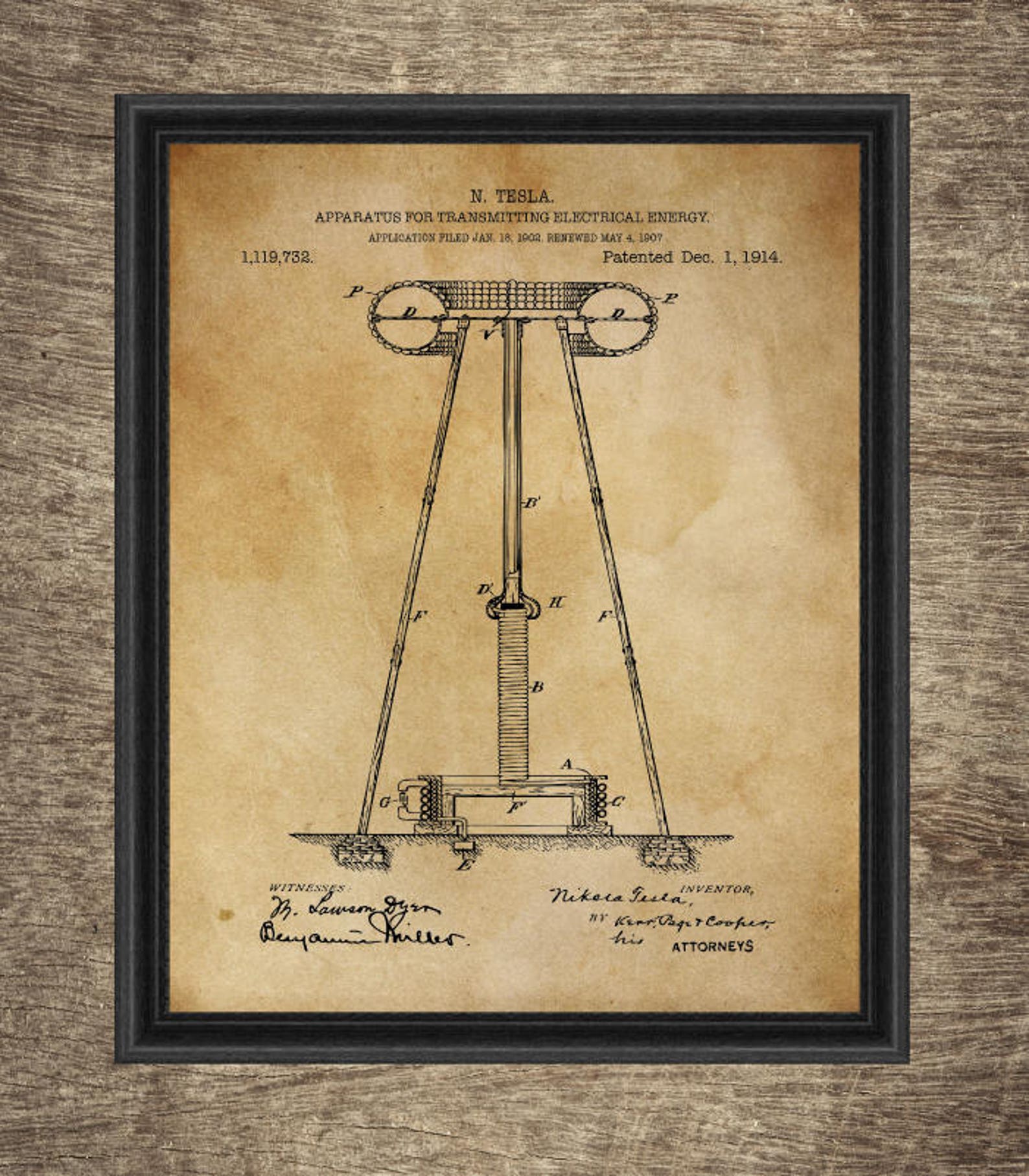 Tesla Print Set of 6 Inventions Tesla Blueprint Tesla Art | Etsy