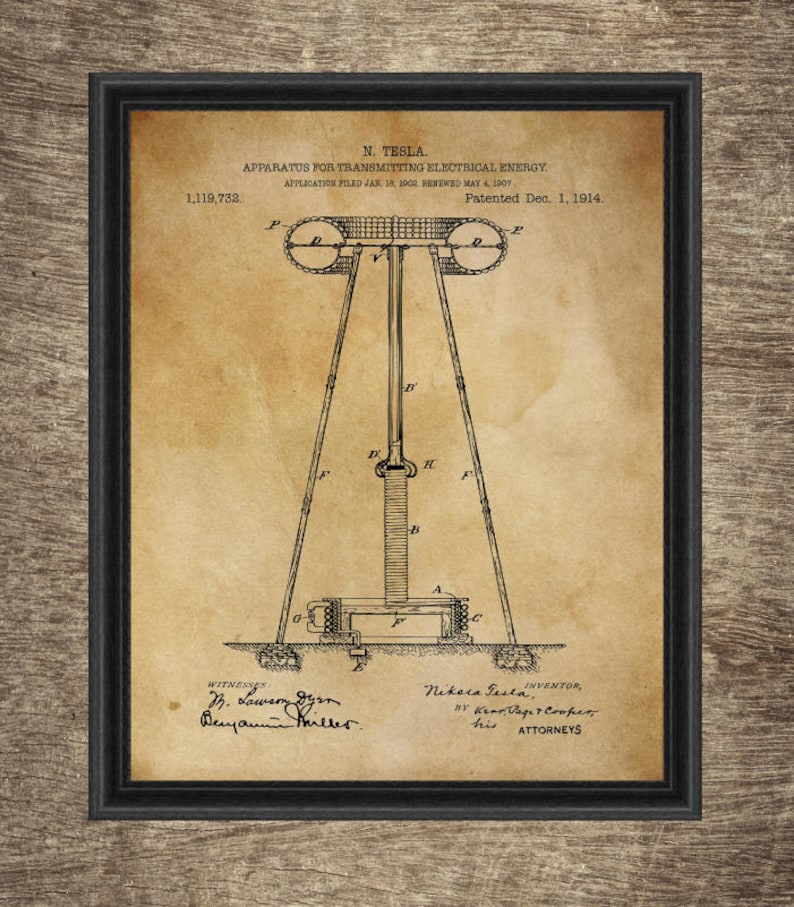 Tesla Print Set of 6 Inventions Tesla Blueprint Tesla Art - Etsy