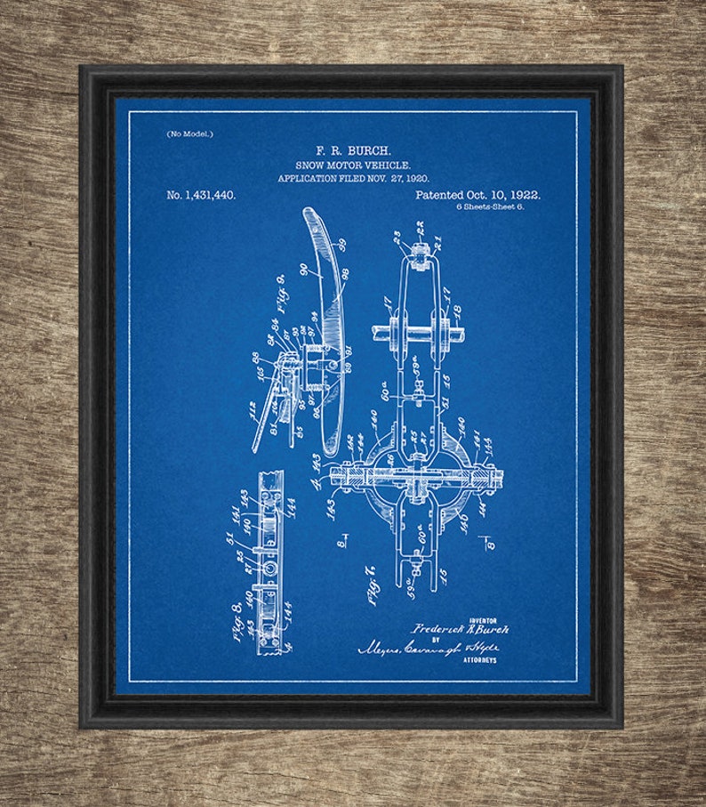 Snowmobile Patent Blueprint Winter Vehicle Blueprint - Etsy