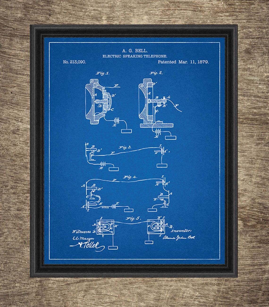 Blueprint Telephone Patent Set of 6 Prints Telephone Wall | Etsy