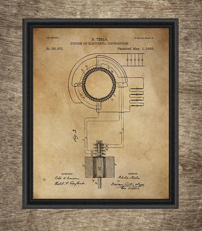 Tesla Set of 6 Vintage Posters Tesla Patent Print Tesla | Etsy