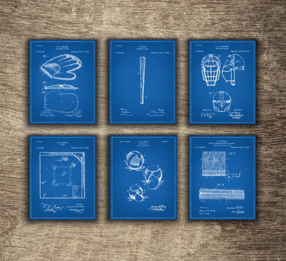 Baseball Blueprint Baseball Poster Baseball Patent Baseball | Etsy