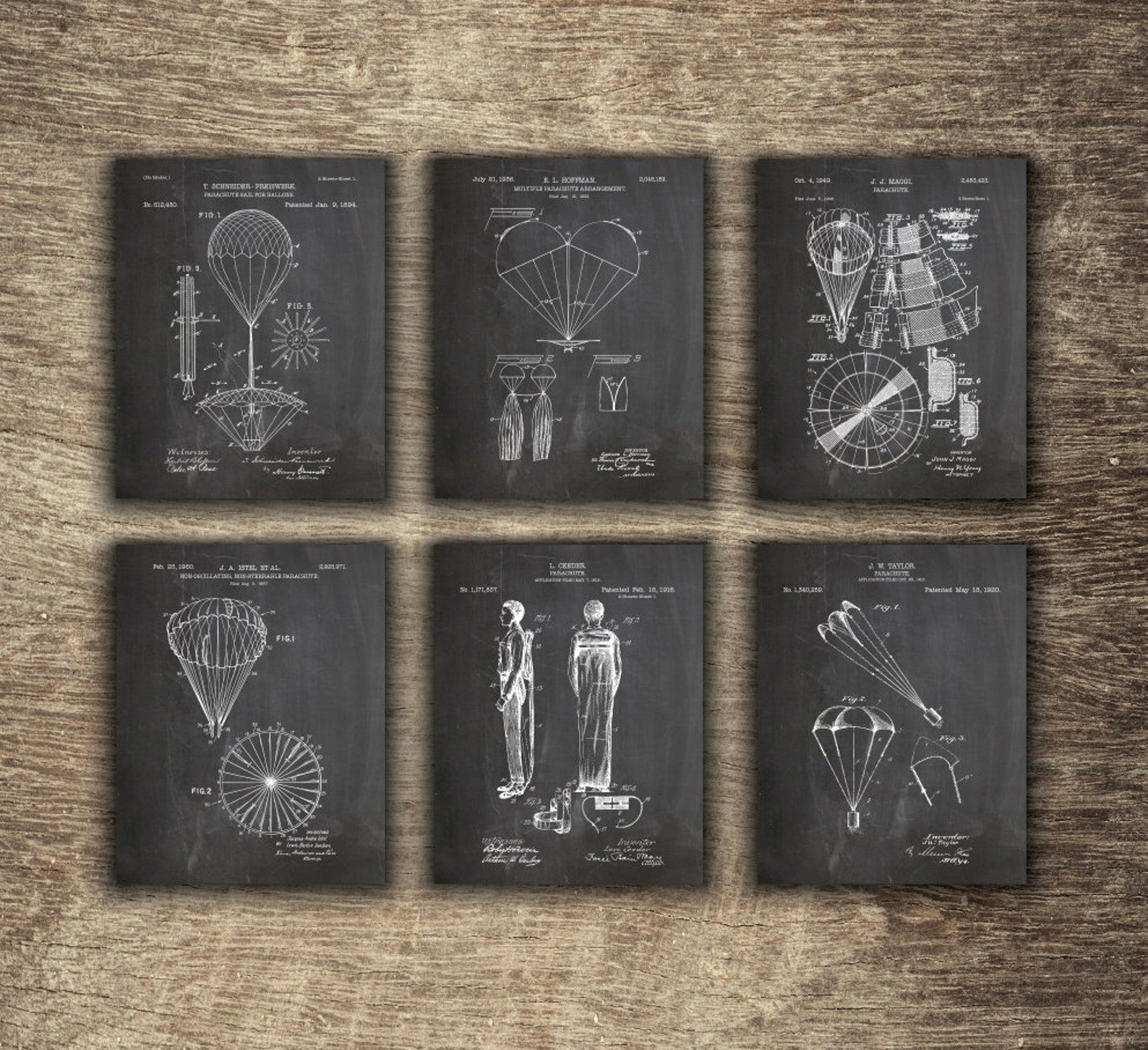 Parachute Wall Decor Set of 6 Designs Parachutist Gift - Etsy