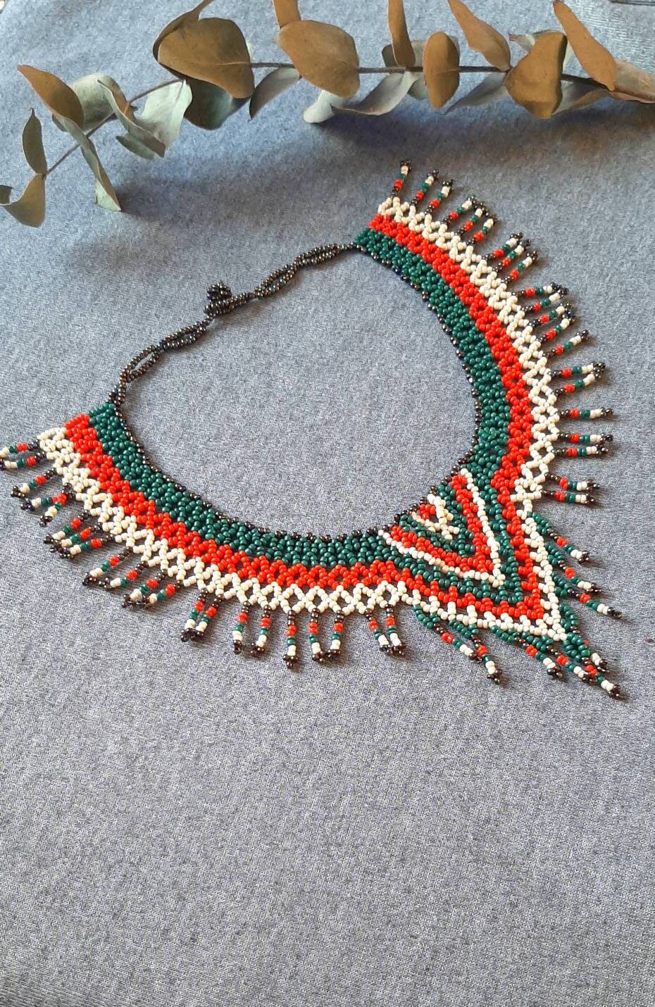 TRIANGLE Tribal Collar Necklace / Traditional Weaved Necklace ...
