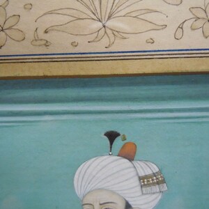 Vintage 20th Century Mughal Style Hand Painted Miniature Brother of Builder of Taj Mahal ...