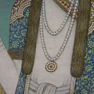 Vintage 20th Century Mughal Style Hand Painted Miniature Brother of Builder of Taj Mahal ...