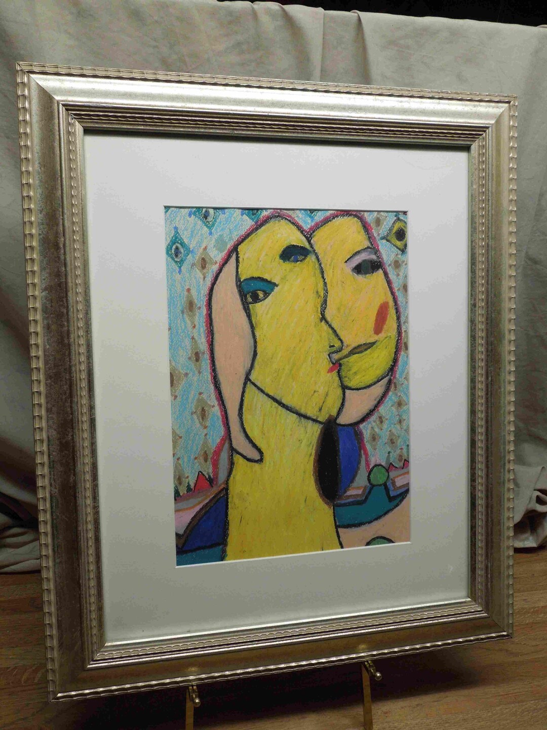 Original Pastel Cubist Work Signed by Artist Exhibited E.C.F. Art ...