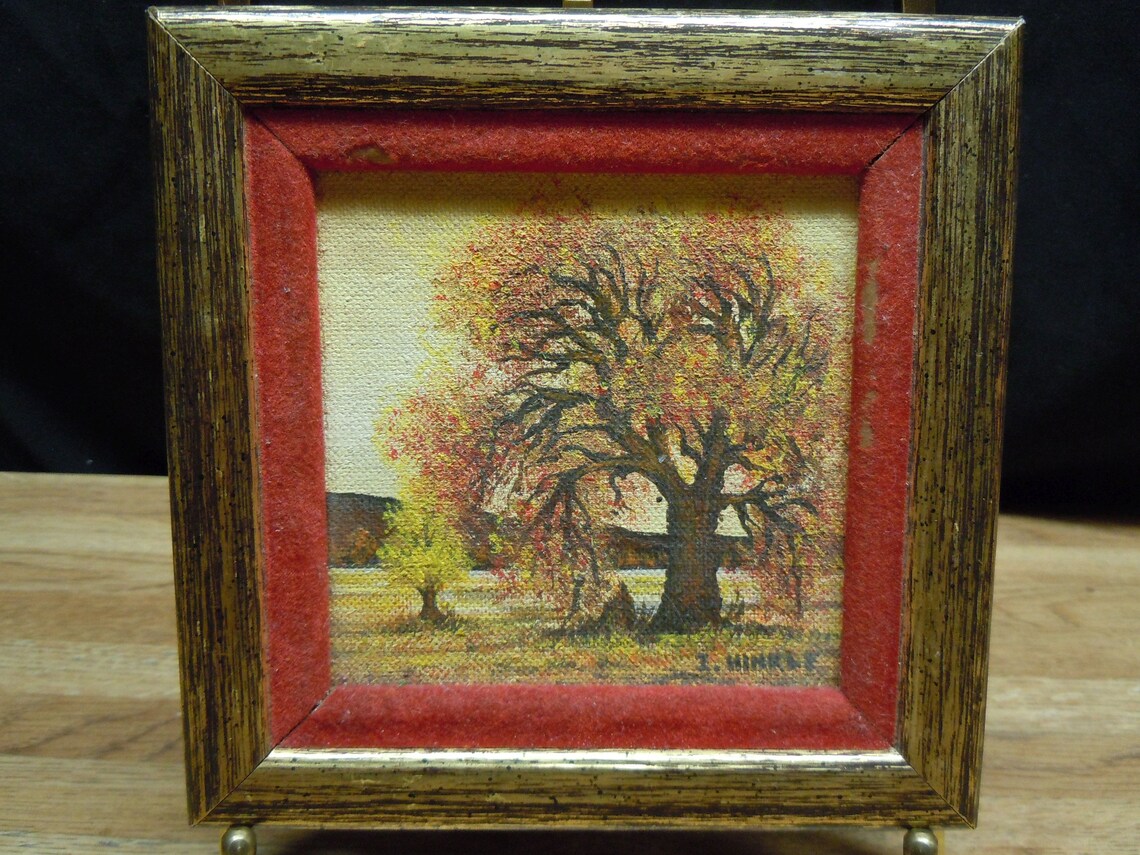 Vintage Mini Oil Painting 1960 1970s Signed Hinkle Oil on Card - Etsy