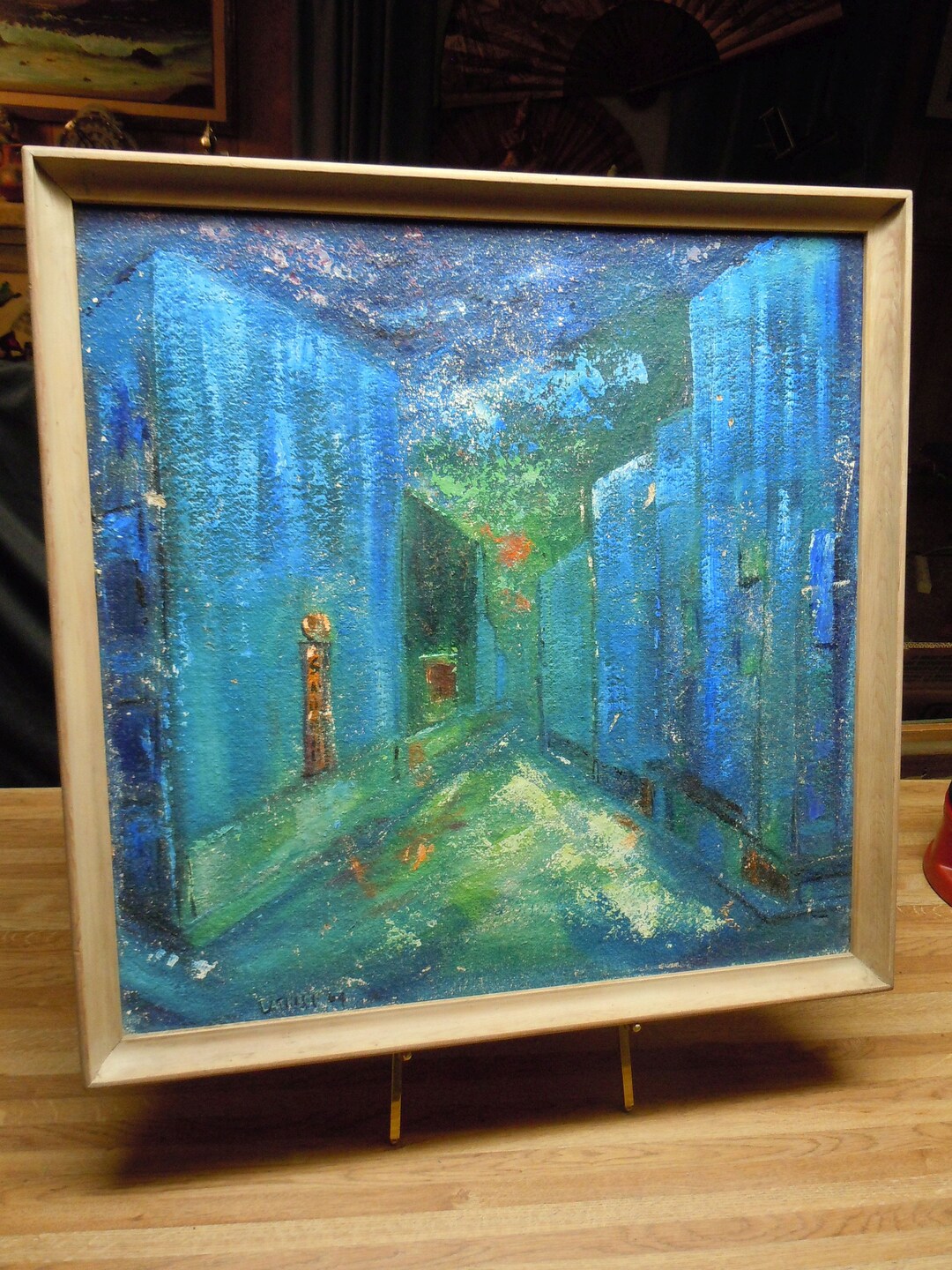 Expressionist Symbolism Atomic Era Acrylic on Particle Board Mid ...