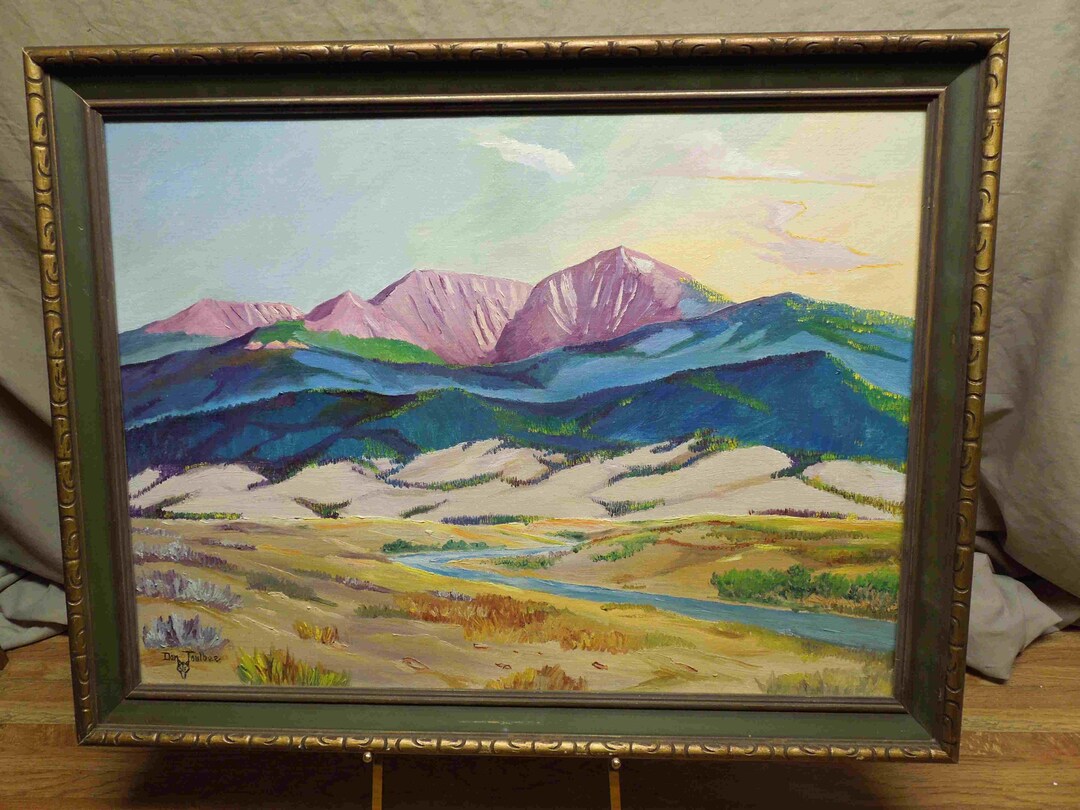 Western Artist Dan Taulbee (lone Wolf) 1924-1987 Mountain Landscape Oil ...