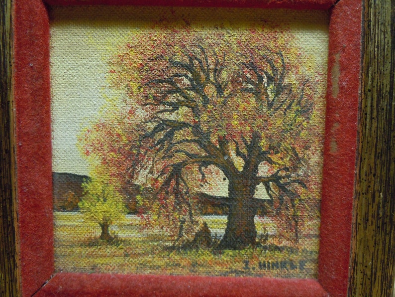 Vintage Mini Oil Painting 1960 1970s Signed Hinkle Oil on Card - Etsy