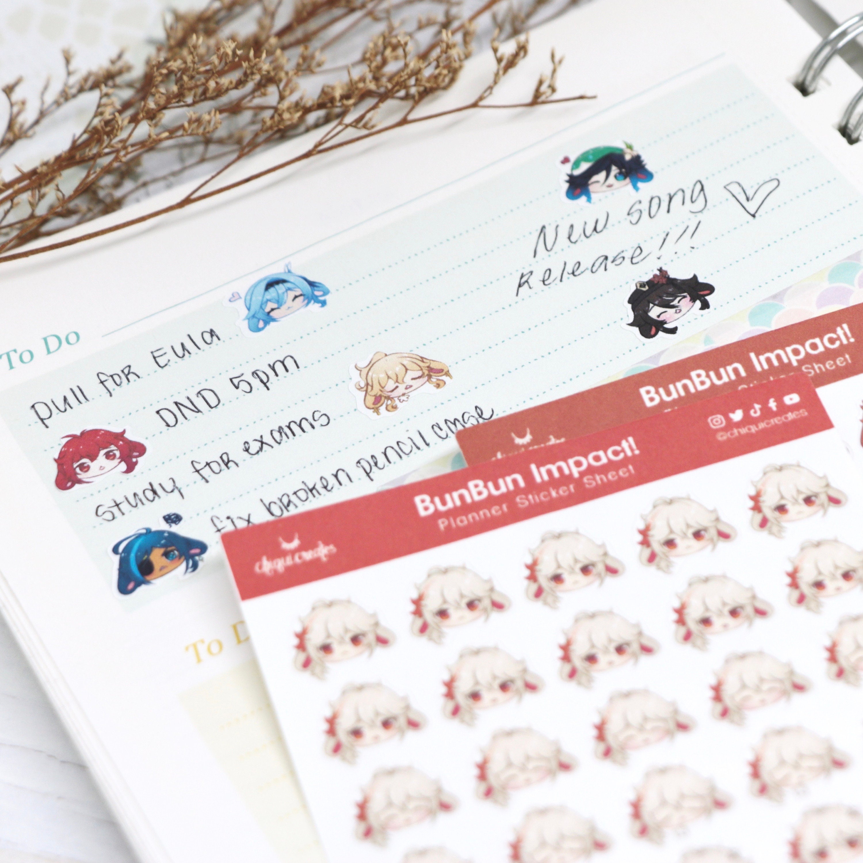 Papercraft Xiao Venti Genshin Impact Planner Stickers Bunbuns Bunny ...