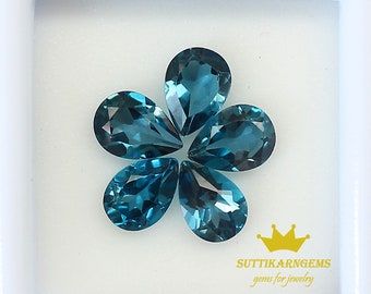6x4 MM Natural London Blue Topaz Pear Cut Loose Gemstone Lot | Etsy